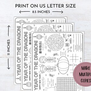 Chinese New Year 2024 Placemat Activity Sheet | Year of the Dragon ...