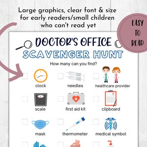 Doctor's Office Scavenger Hunt Printable | Medical Office Scavenger ...