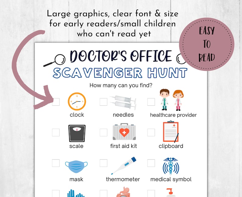 Doctor's Office Scavenger Hunt Printable | Medical Office Scavenger ...