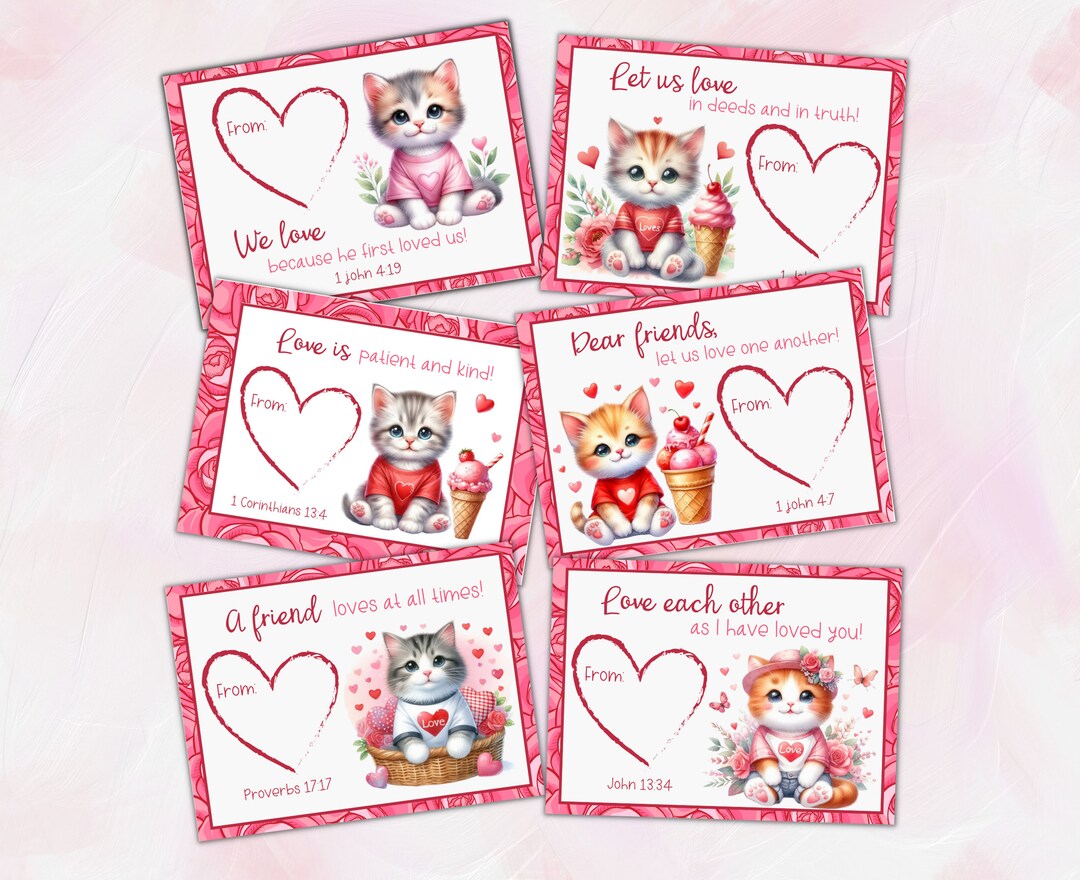 Editable Cats Bible Valentines Cards, Love Scriptures, Love Bible ...