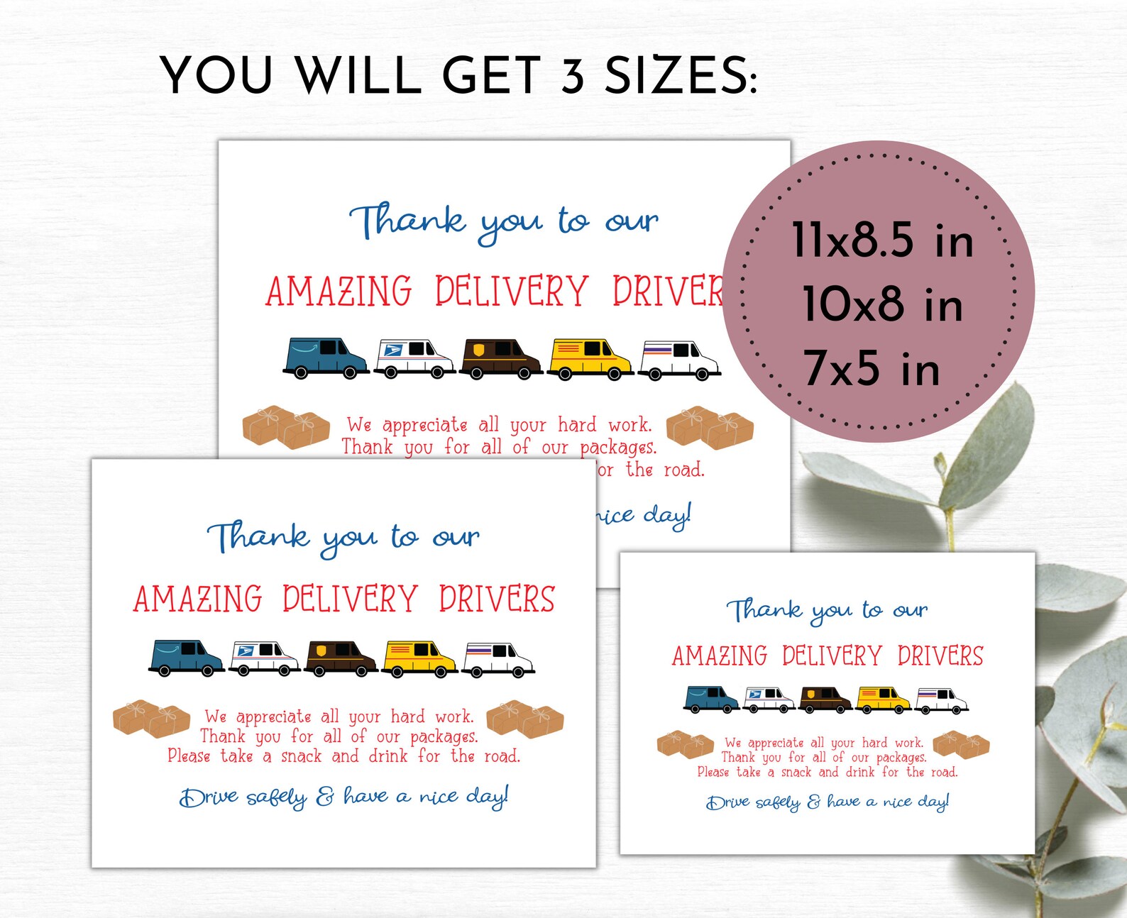 Delivery Drivers Thank You Sign Printable Delivery Drivers - Etsy
