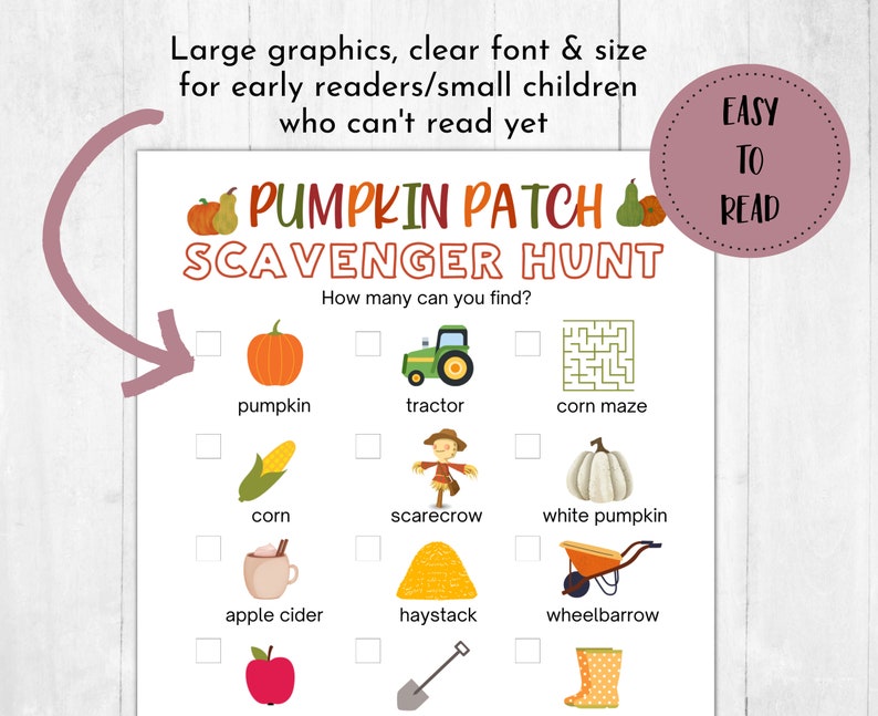 Pumpkin Patch Scavenger Hunt Fall Scavenger Hunt Daycare - Etsy