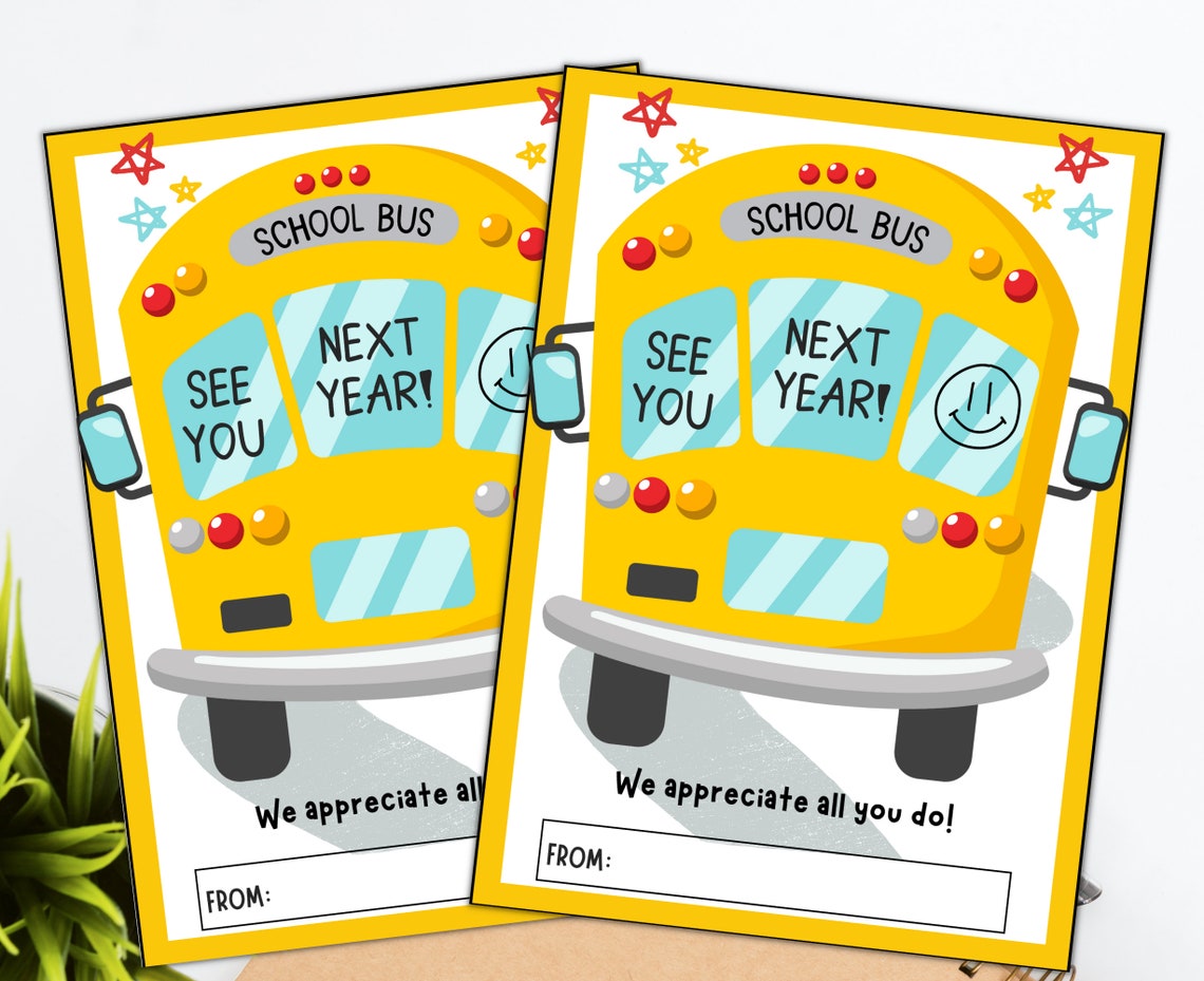 Bus Driver Gift Card Holder Printable School Bus Gift - Etsy