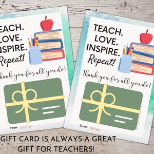 Teach Love Inspire Teacher Appreciation Gift Card Holder | Teacher ...