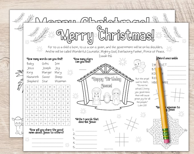 Happy Birthday Jesus Placemat + Nativity Scene Coloring Page, Sunday ...