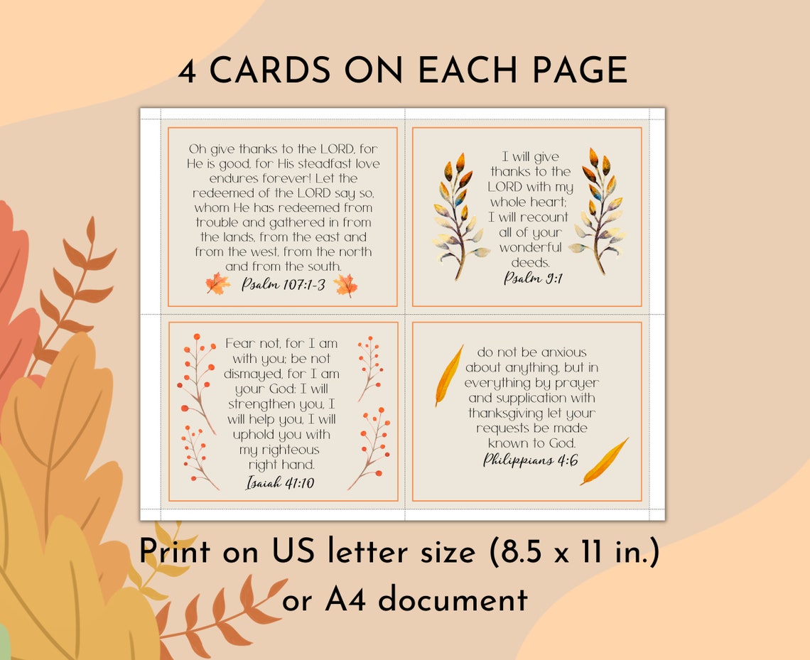 20 Thanksgiving Scripture Cards Gratitude Christian Cards - Etsy