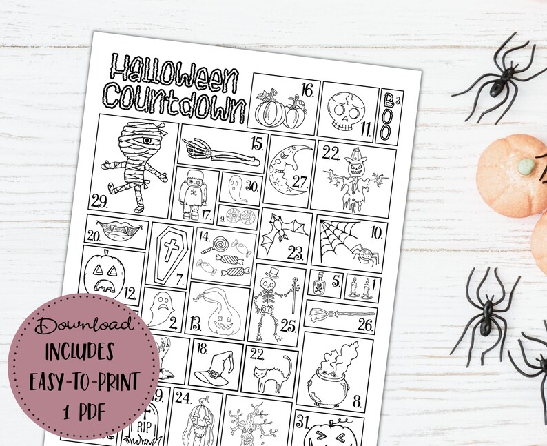Halloween Countdown Printable Halloween Advent Calendar - Etsy