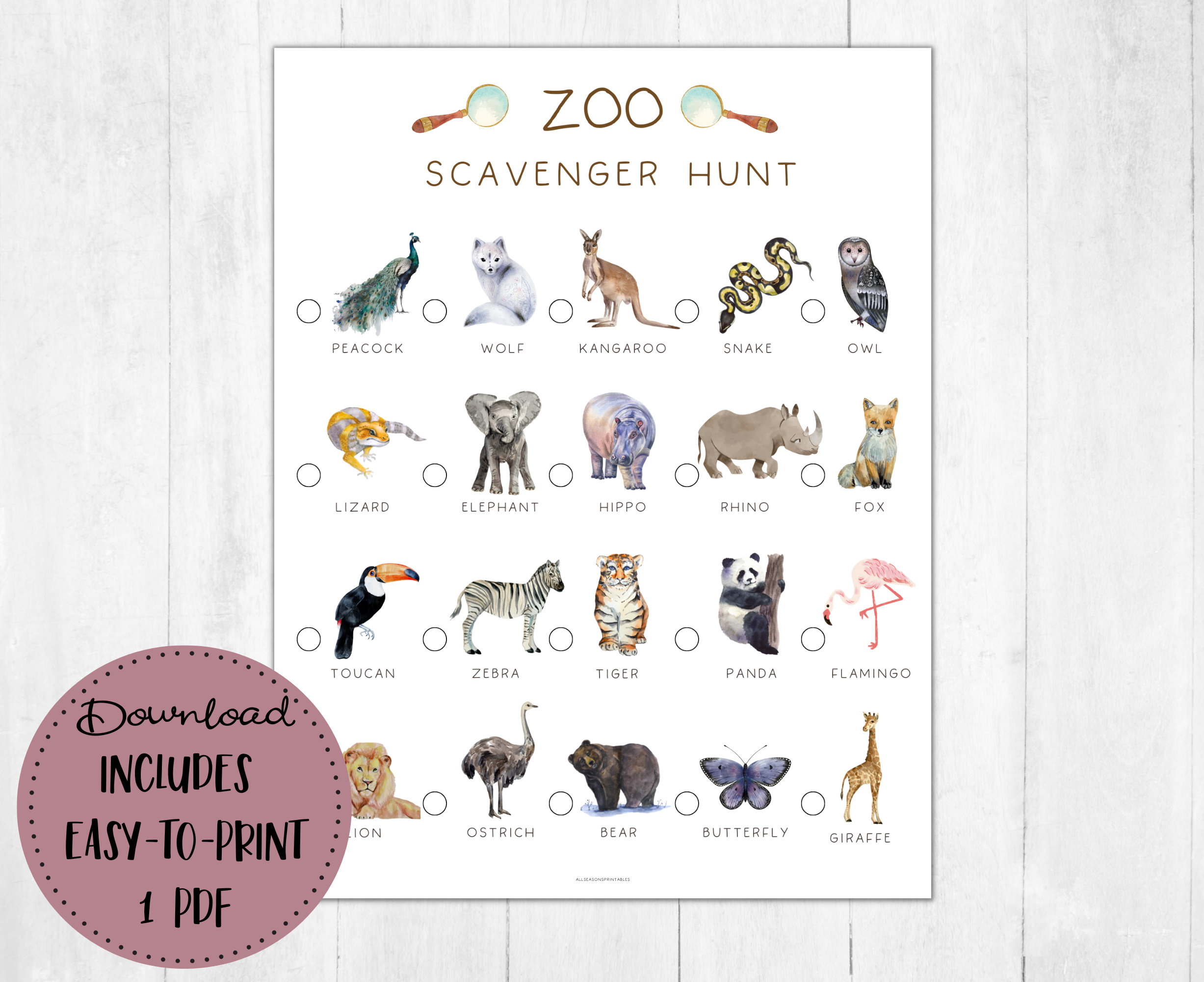 Zoo Scavenger Hunt Printable for Kids Animal Scavenger Hunt - Etsy UK