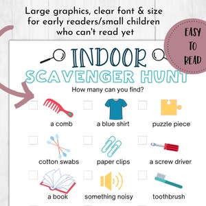 Indoor Scavenger Hunt Printable | Indoor Activity for Kids | Last ...