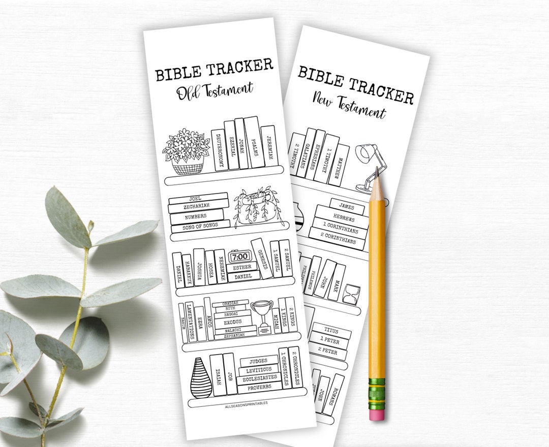 Bible Bookshelf Coloring Bookmark | Bible Book Tracker Printable ...