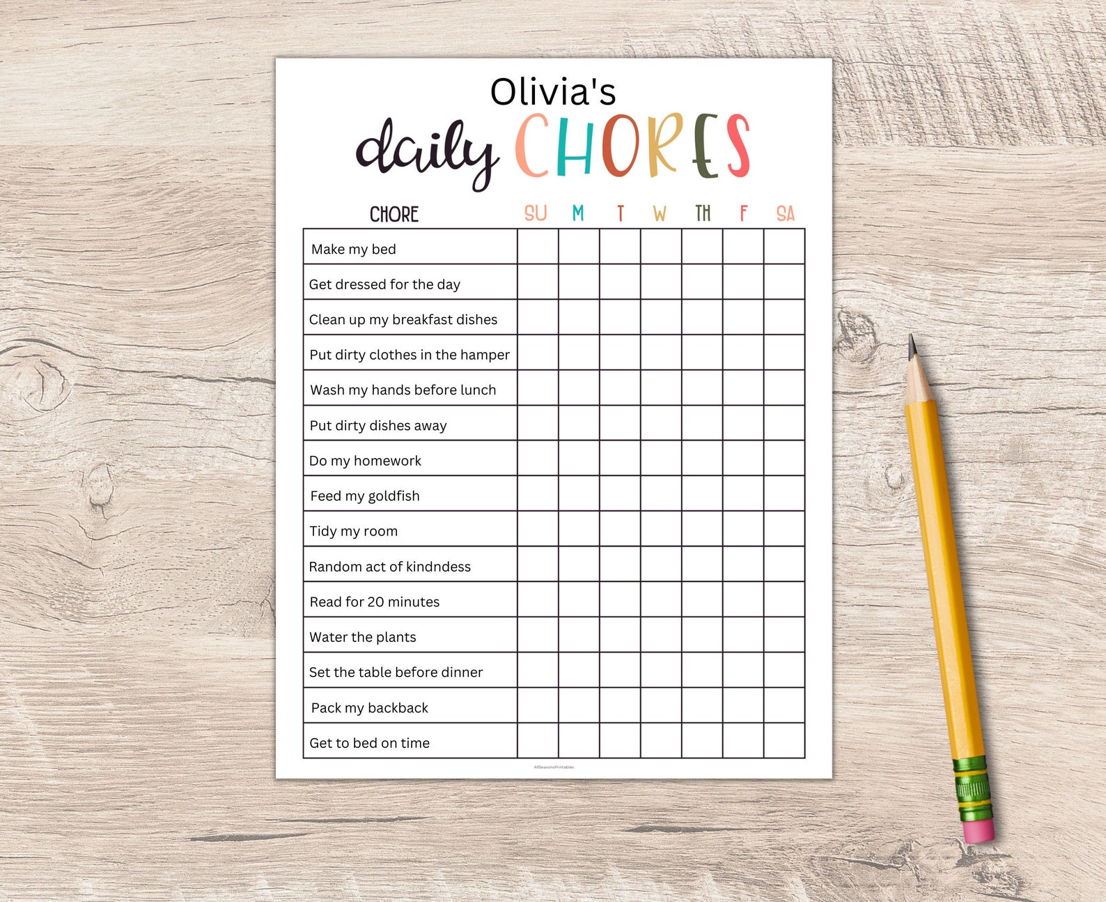 Editable Chore Chart Kids Chore Chart Chore Chart - Etsy