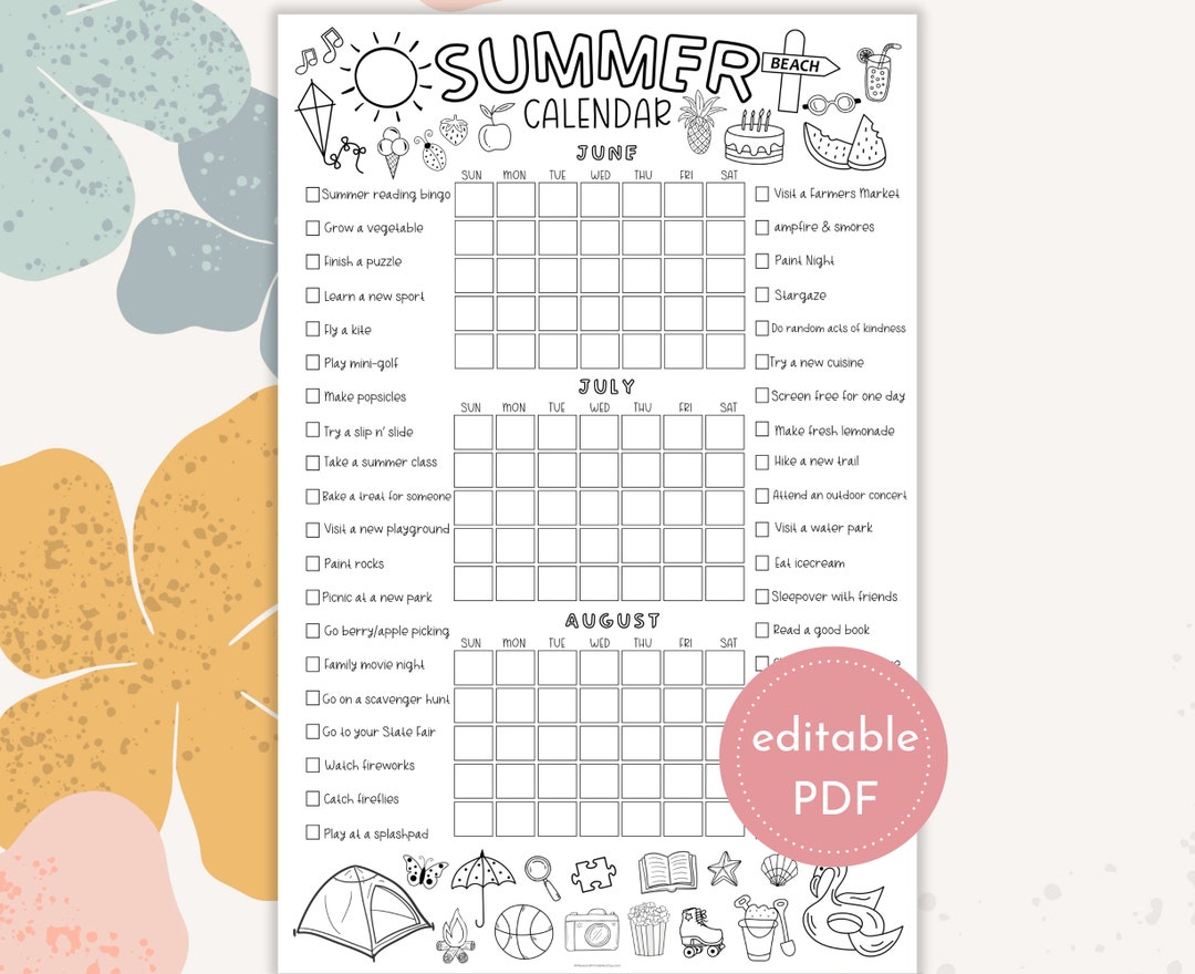 EDITABLE Summer Bucket List Poster Printable, Summer Countdown Poster ...