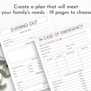 Babysitter Planner Kit | Babysitter Information Sheet | Babysitter ...