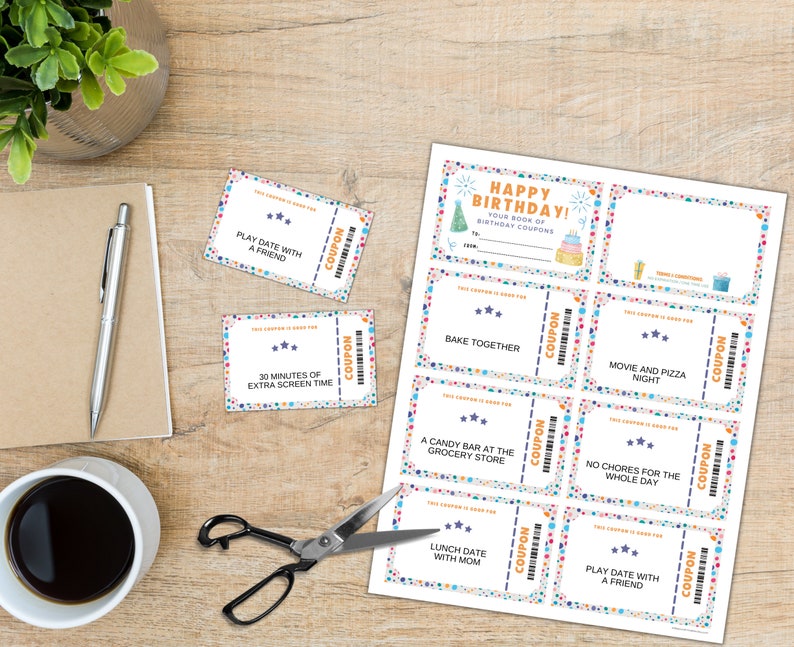 Birthday Coupon Book | Printable Birthday Coupons for Kids | Birthday ...