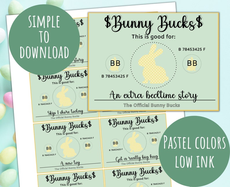Bunny Bucks Printable Easter Egg Fillers Easter Basket | Etsy
