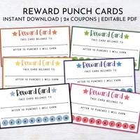 Editable Digital Download| Printable Punch Cards| Incentive Cards for ...