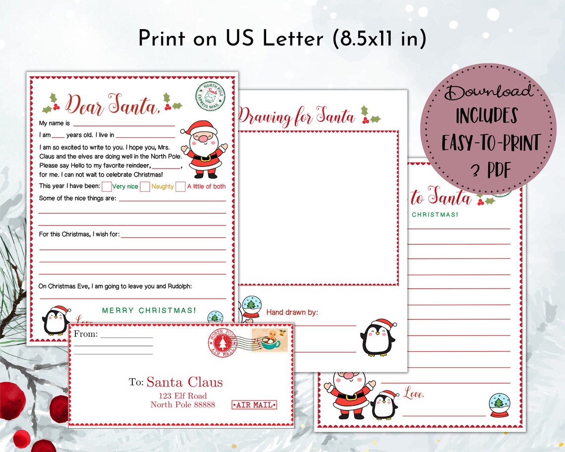 Letter to Santa Kit Printable | Letter to Santa Template With Envelope ...