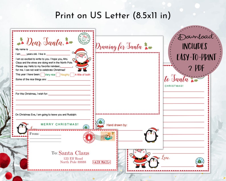 Letter to Santa Kit Printable | Letter to Santa Template With Envelope ...