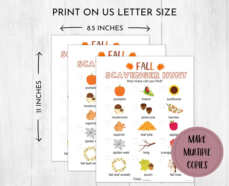 Fall Scavenger Hunt Printable Autumn Outdoor Activity - Etsy
