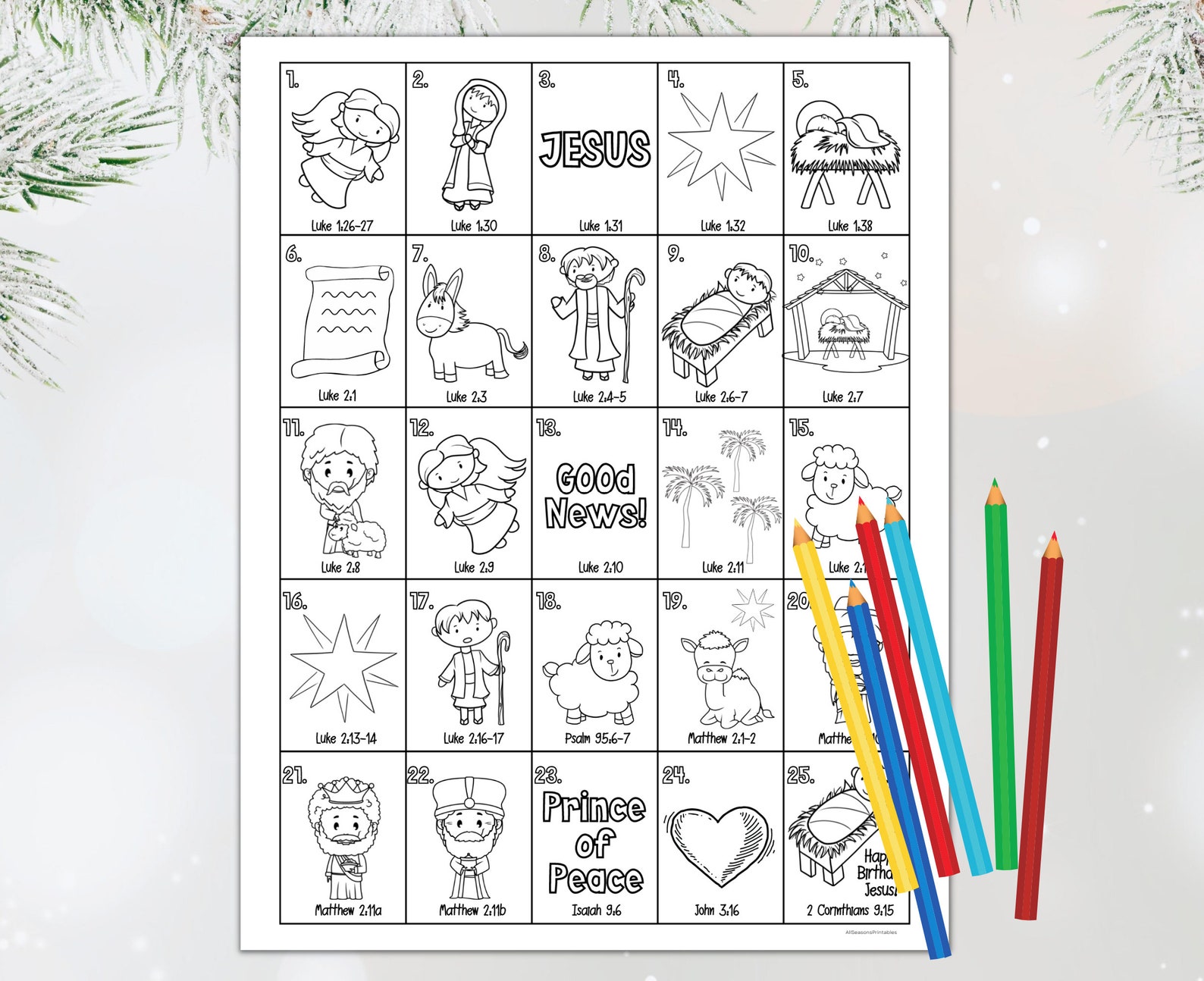 Nativity Advent Coloring Countdown Printable Advent Calendar - Etsy