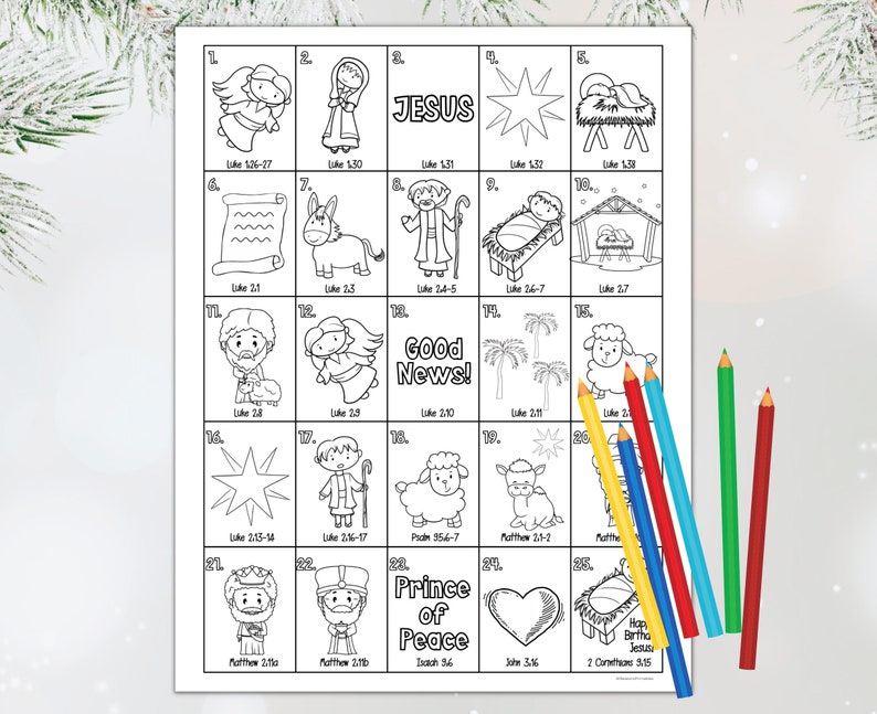 Nativity Advent Coloring Countdown | Printable Advent Calendar for Kids ...