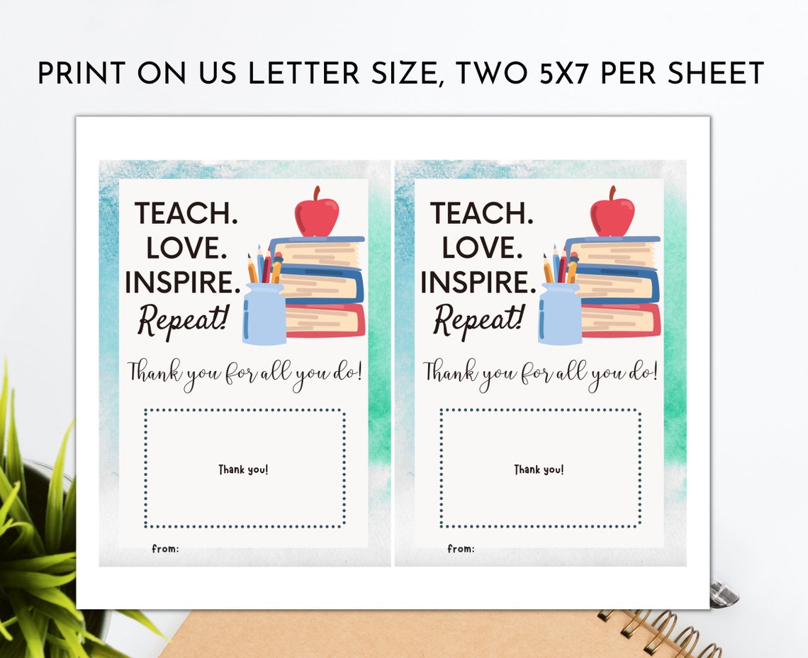 Teach Love Inspire Teacher Appreciation Gift Card Holder - Etsy