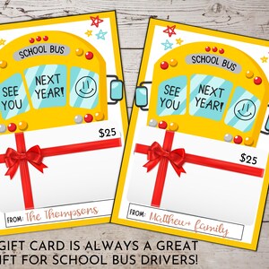 Bus Driver Gift Card Holder | Printable School Bus Gift | Teacher ...