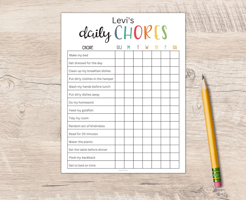 Editable Chore Chart | Kids Chore Chart | Chore Chart Printable | Chore ...