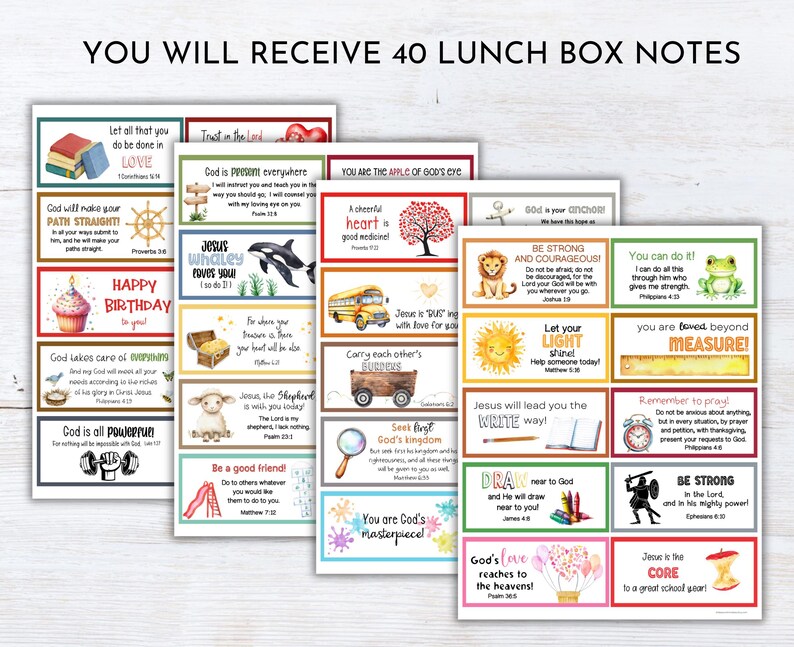 Christian Lunchbox Notes | Printable School Lunch Notes | Printable ...
