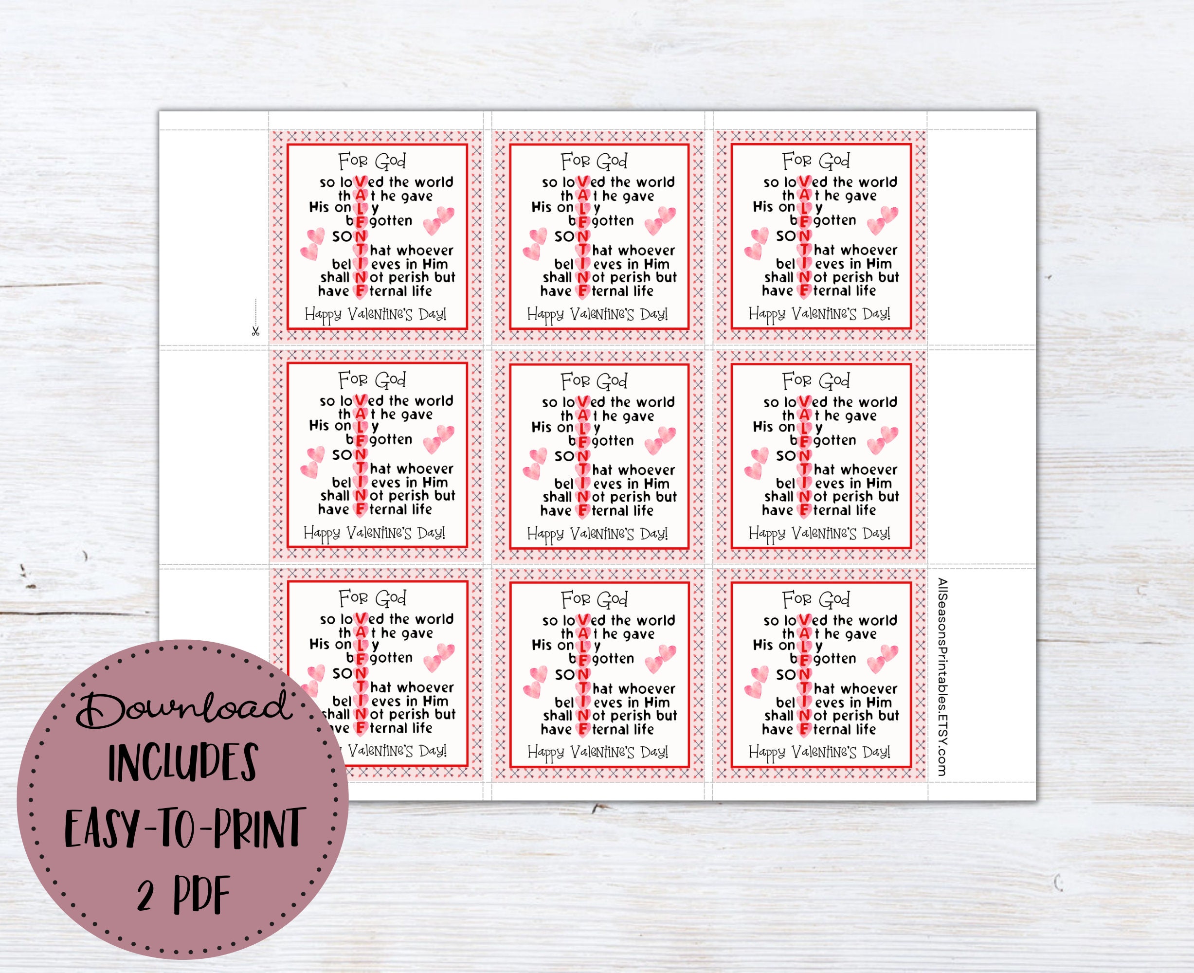 Christian Valentines Gift Tags | Bible Scripture Cards | John 3:16 ...