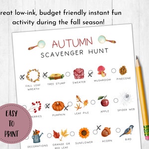 Fall Scavenger Hunt Printable Autumn Outdoor Activity Neighborhood ...