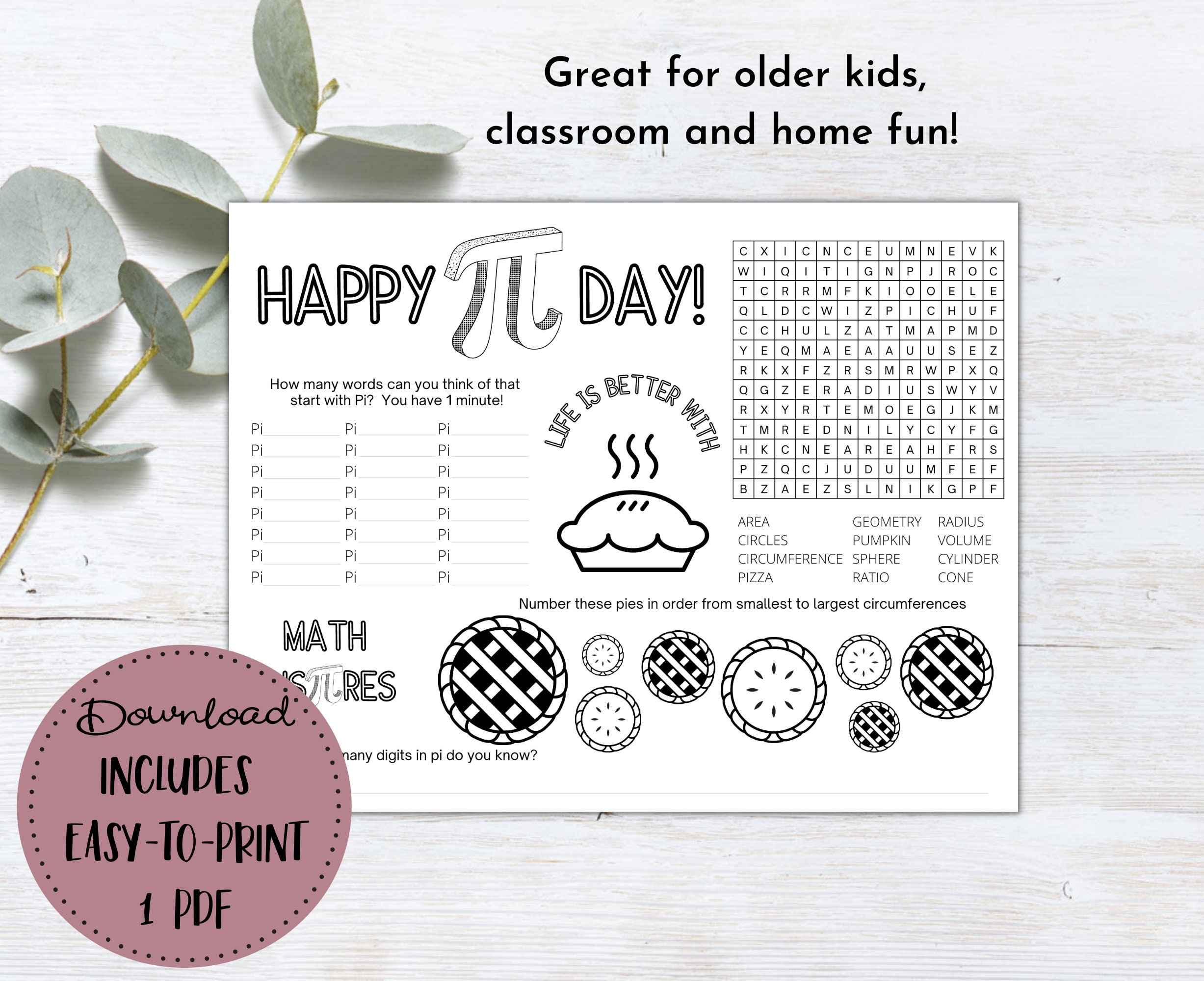 National Pi Day Pi Day Printable Placemat Pi Day Activity - Etsy