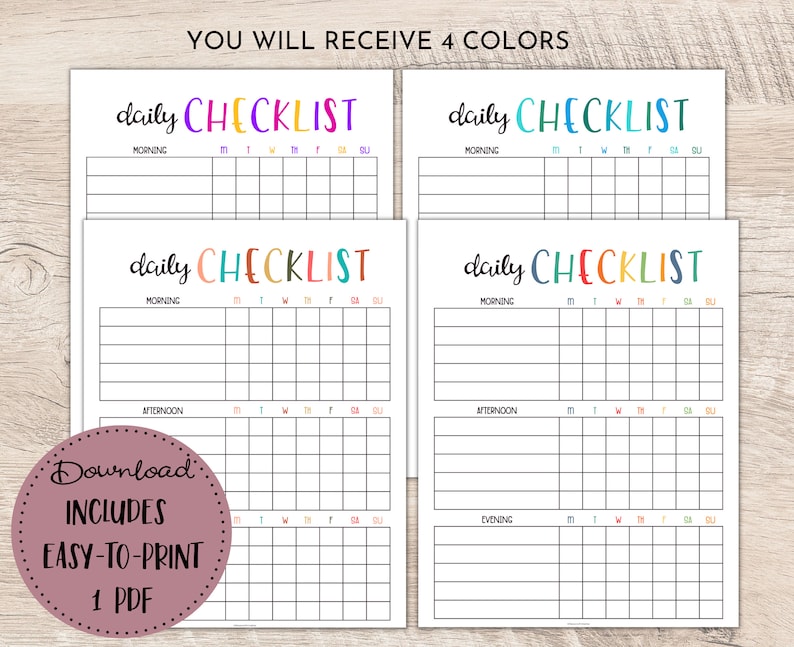 Kids Daily Checklist Editable Kids Routine Chart Kids - Etsy