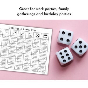 Getting to Know You Dice Game Editable, Table Talk Dice Game ...