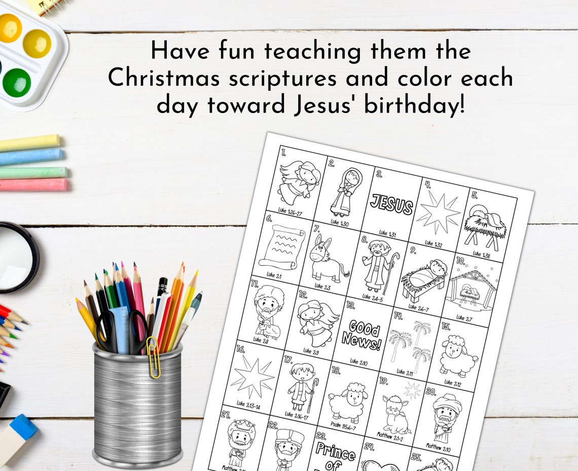 Nativity Advent Coloring Countdown Printable Advent Calendar - Etsy
