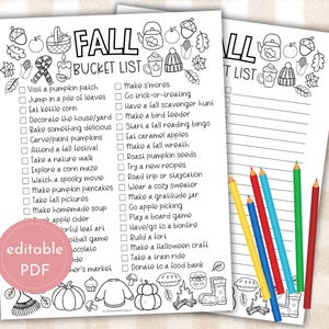 Fall Bucket List for Families, Fall Bucket List Printable, Editable ...