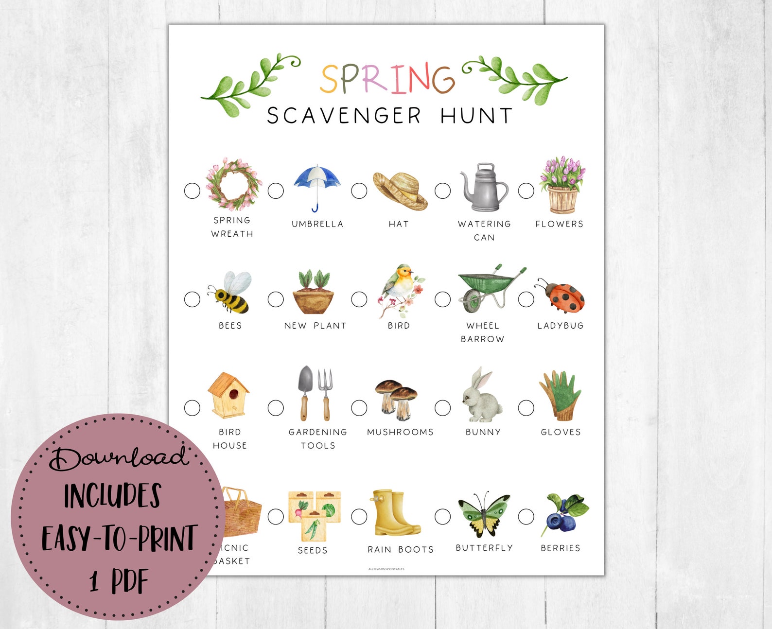 Spring Scavenger Hunt Printable Spring Printable for Kids - Etsy