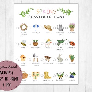 Spring Scavenger Hunt Printable | Spring Printable for Kids | Spring ...
