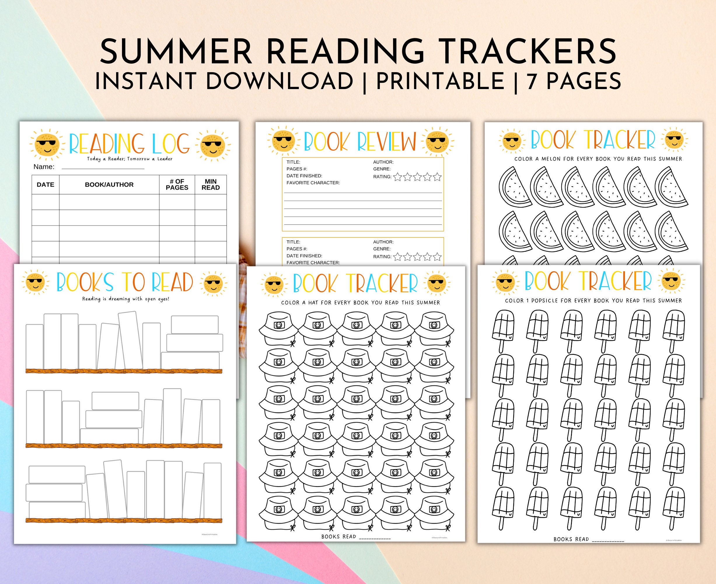 Summer Reading Tracker for Kids Summer Reading Challenge - Etsy