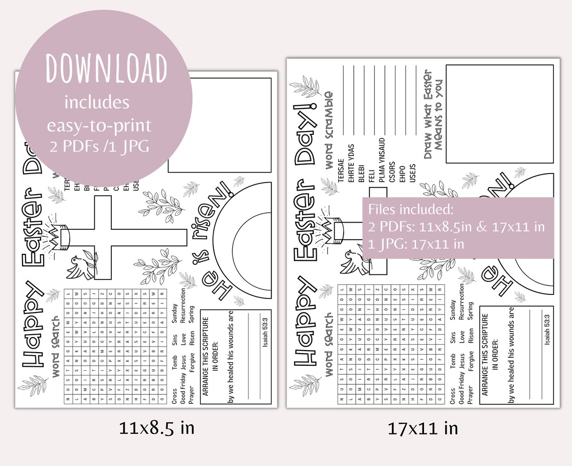 Christian Easter Placemat Activities Easter Placemat - Etsy
