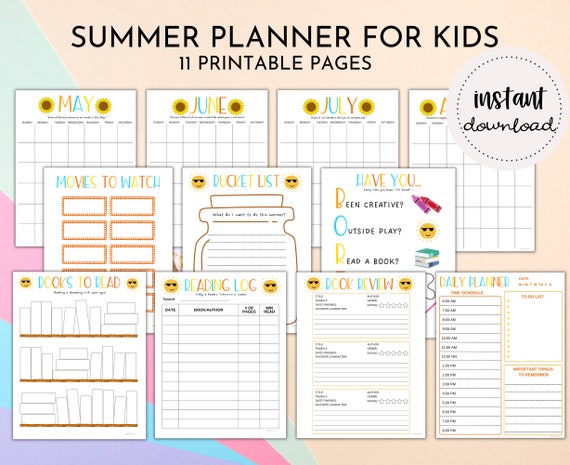Summer Planner for Kids Summer Reading Trackers for Kids - Etsy