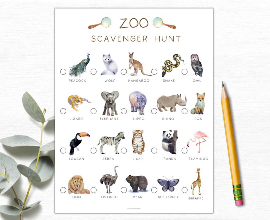 Zoo Scavenger Hunt Printable for Kids Animal Scavenger Hunt - Etsy UK