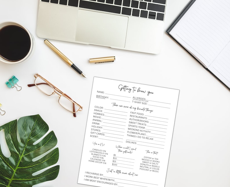 Getting to Know You Printable Coworker Questions All About - Etsy