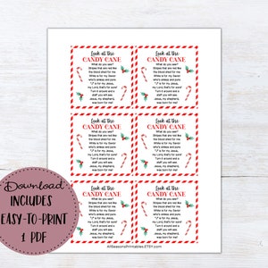 Legend of the Candy Cane Gift Tags, Meaning of Christmas Candy Cane ...