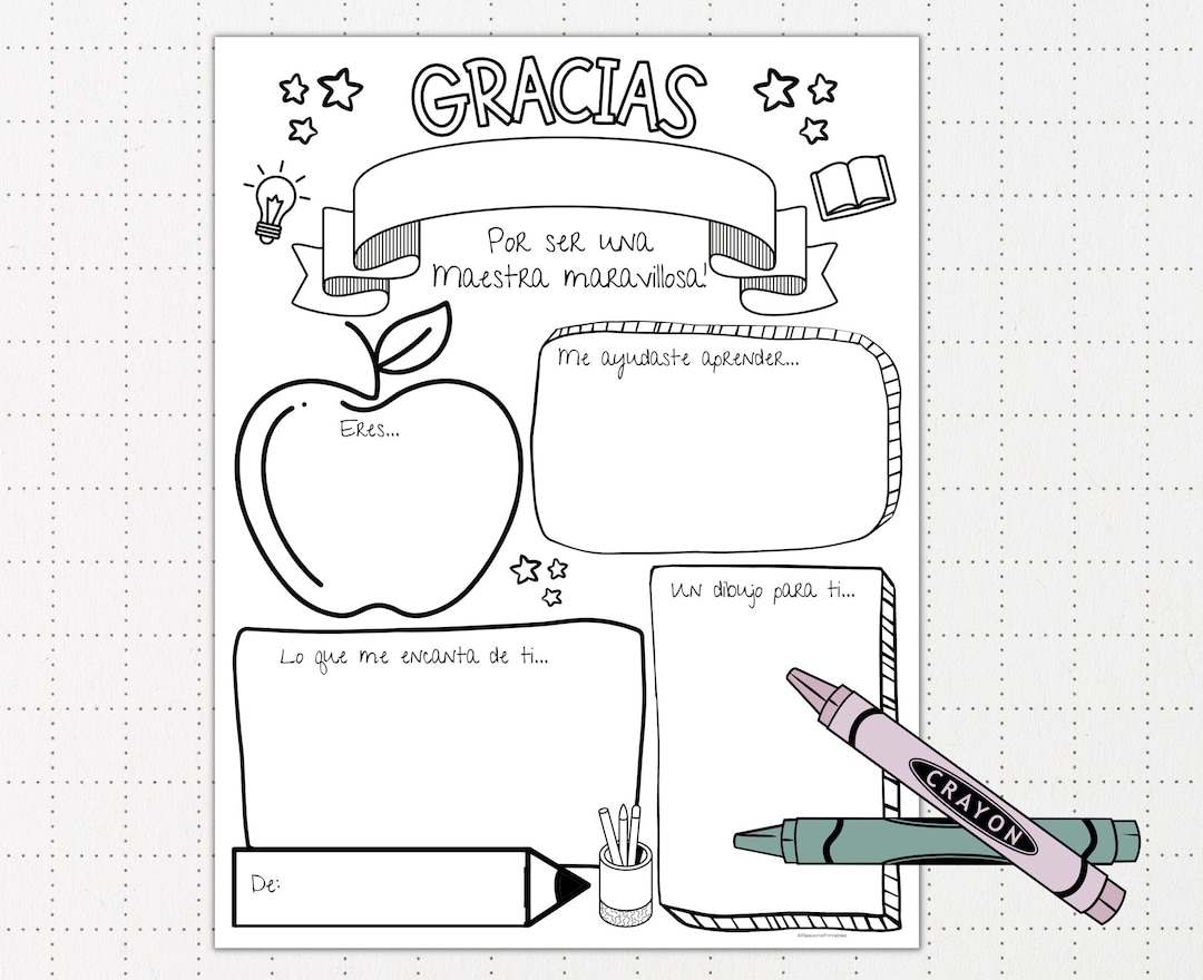Español Teacher Appreciation Printable Para Mi Una Maestra Maravillosa ...
