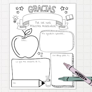 Español Teacher Appreciation Printable Para Mi Una Maestra Maravillosa ...