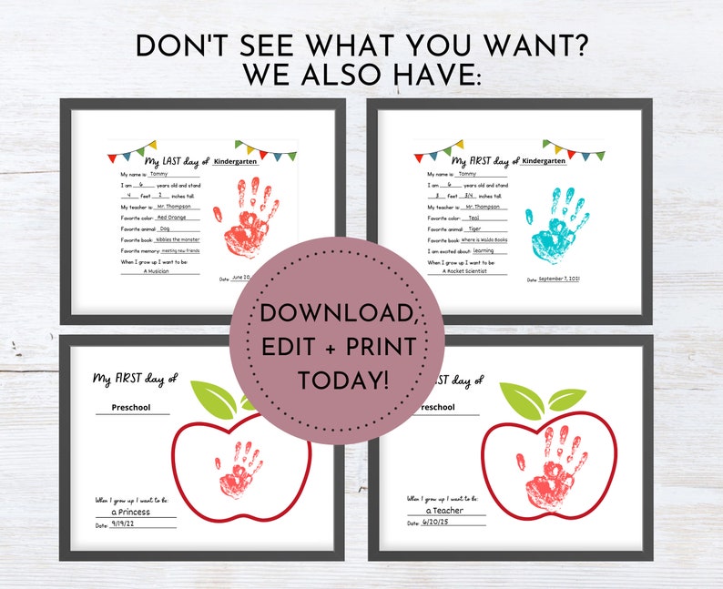 First Day of School Handprint Craft First and Last Day of - Etsy