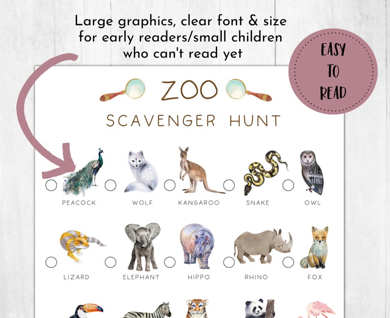 Zoo Scavenger Hunt Printable for Kids Animal Scavenger Hunt - Etsy Canada