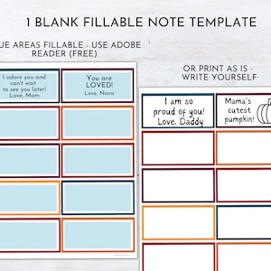 Thanksgiving/fall Lunch Box Notes for Kids | Lunchbox Notes Template ...