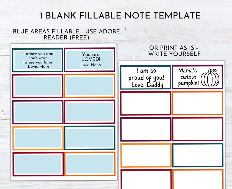 Thanksgiving/fall Lunch Box Notes for Kids | Lunchbox Notes Template ...